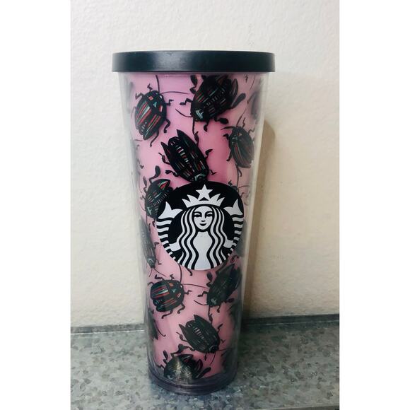Starbucks | Dining | Starbucks Venti Tumbler Rare Pink Beetle Bug 24 Oz ...